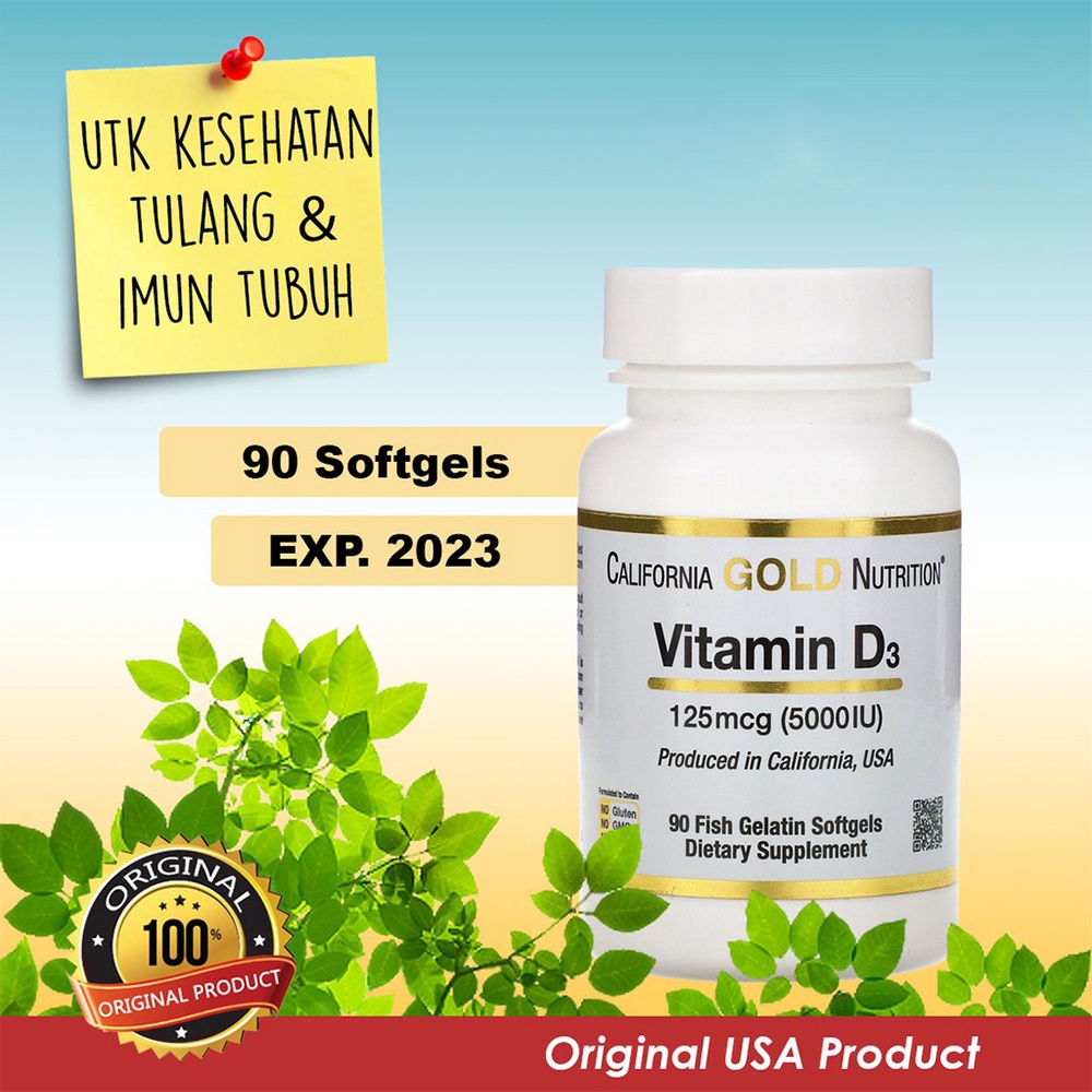 Jual CALIFORNIA GOLD NUTRISION vitamin D3 125 mcg ( 5000 IU ) 90 fish ...
