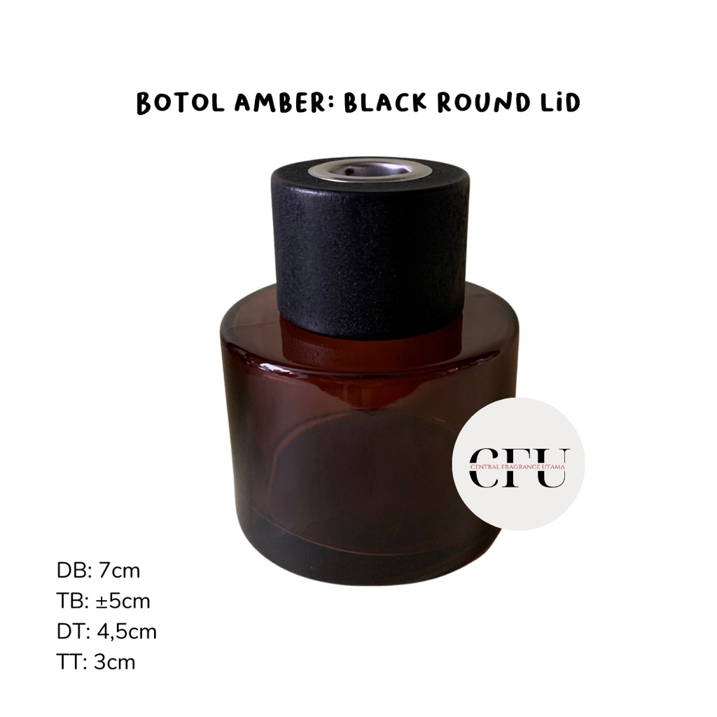 Jual Botol Diffuser 100ml Coklat Tutup Kayu Round Lid 4cm Black / Light Brown / Dark Brown (Kode ...