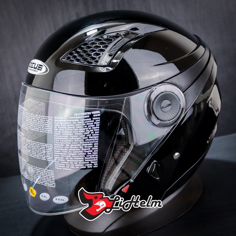 Jual HELM ZEUS ZS 610 BLACK GLOSS | ZS610 HALF FACE HELMET SNI | DOUBLE ...