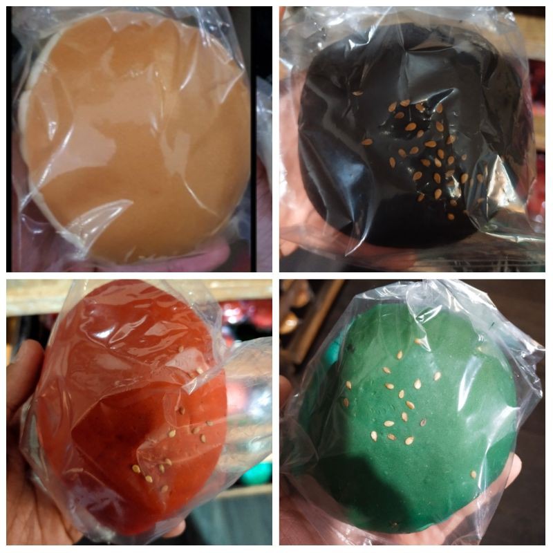 Jual Roti Burger / Hotdog per pcs Original dan Warna Hitam Merah Hijau ...