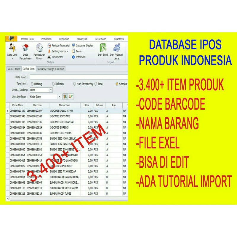 Jual Gratis ongkir Database 3.400+ daftar barcode produk Indonesia ...