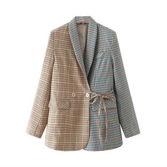Jual Blazer Motif Kotak | Blazer Import | 34194 Plaid Two Color Blazer ...
