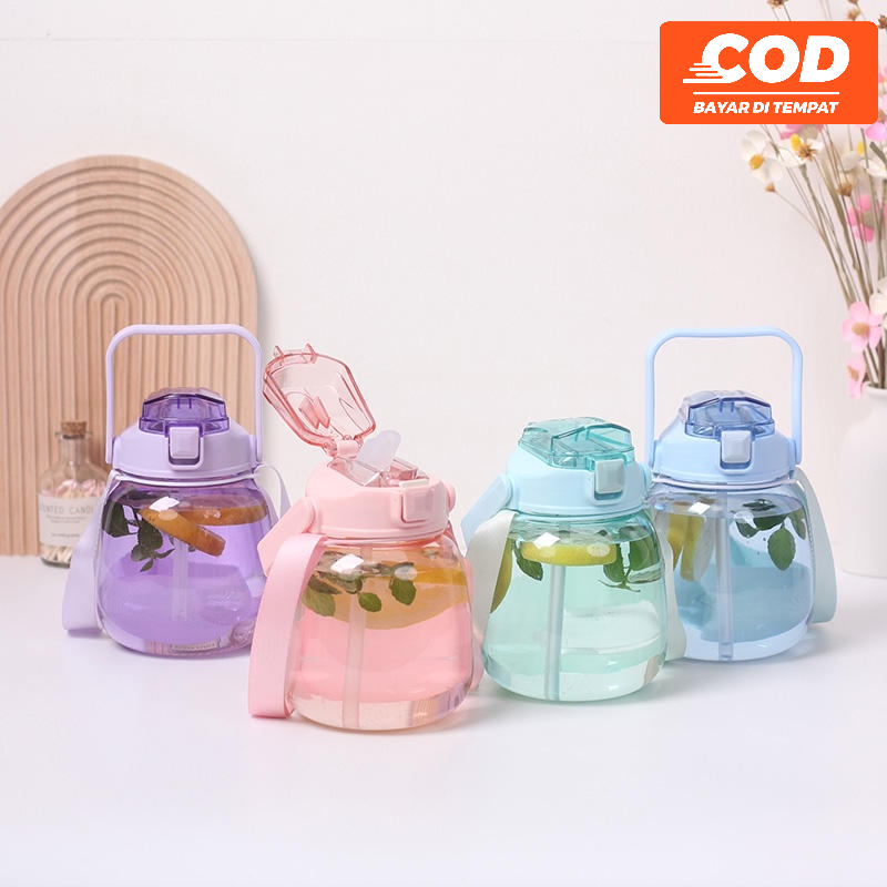 Jual Botol Minum Gemoy Viral 1,5 Liter Transparan Bening Free Sticker ...