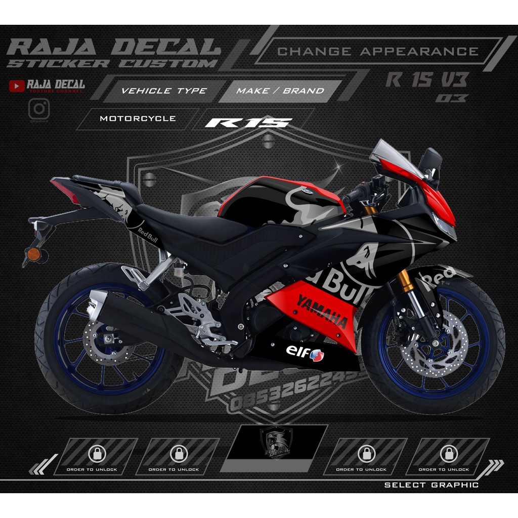 Jual Decal Sticker R15 V3 Full Body_Stiker Dekal Yamaha R15 Disain ...