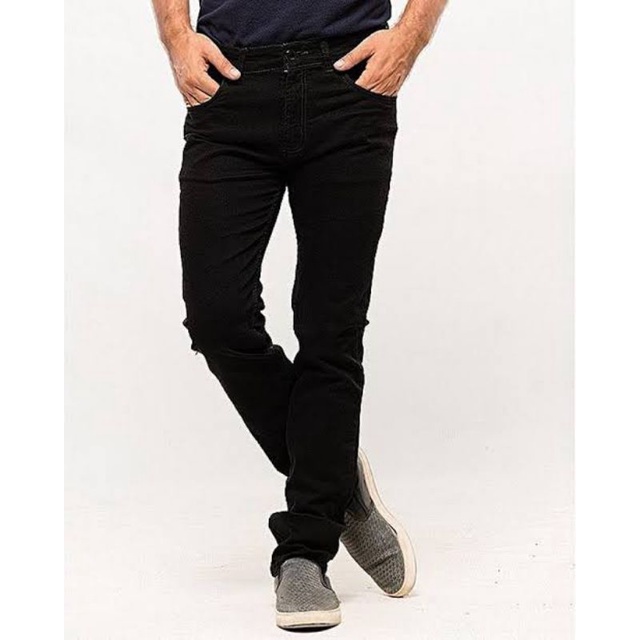 Jual Pull & bear celana jeans hitam polos pria jins jean soft denim ...