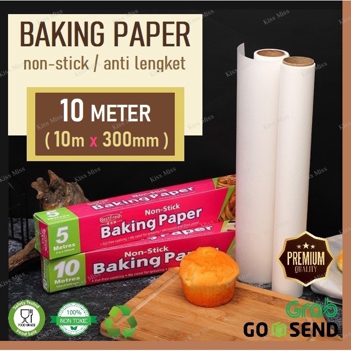 Jual 10 METER - BAKING PAPER ROLL - WHITE - kertas panggang alas roti ...