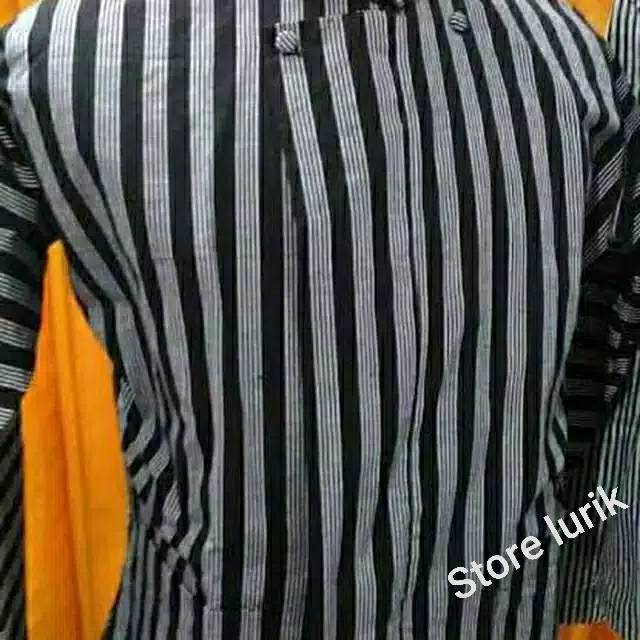 Jual Baju Surjan Lurik Hitam Putih Batik Pria Baju Adat Jawa Baju Lurik Jawa Lurik Jawa Surjan ...