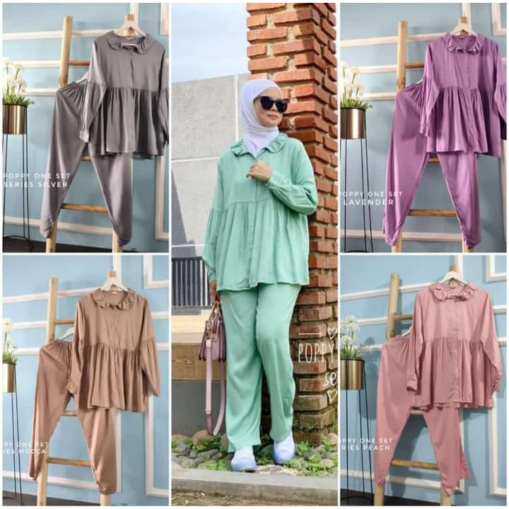 Jual One set wanita / One set Jumbo / One set wanita jumbo / setcel rayon / Poppy One Set LD120 ...
