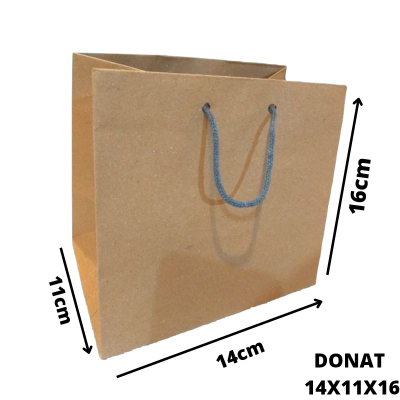 Jual Paper Bag Coklat Polos Craft Uk 14x11x16 Donat [ECERAN] GOODIE BAG ...