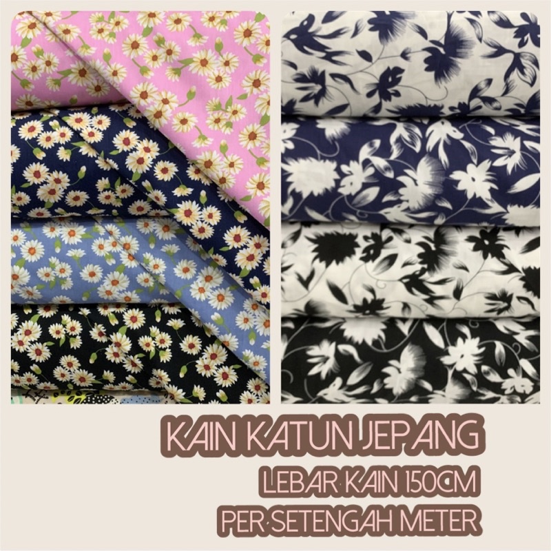 Jual Kain Katun Jepang Motif Bunga Lebar 150cm | Shopee Indonesia