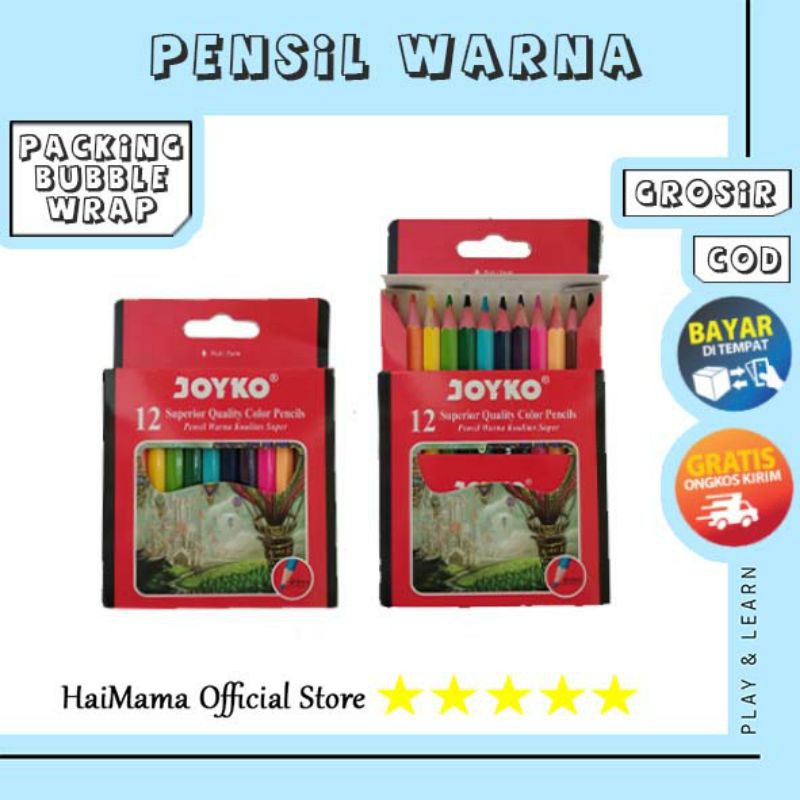 Jual PENSIL WARNA JOYKO 12 WARNA PENDEK | JOYKO COLOR PENCILS SHORT ...