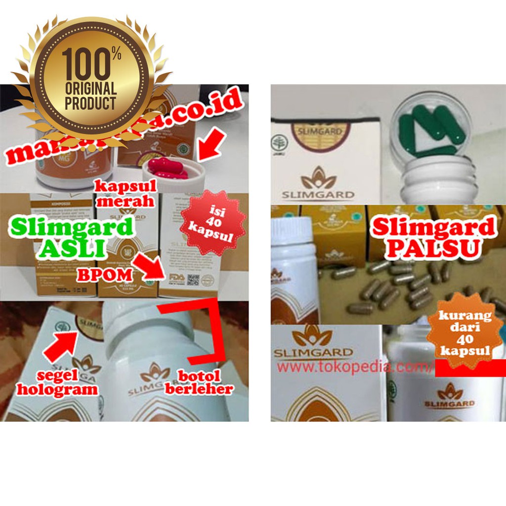 Jual Slimgard Asli Original Pelangsing Badan botol isi 40 Kapsul Merah ...