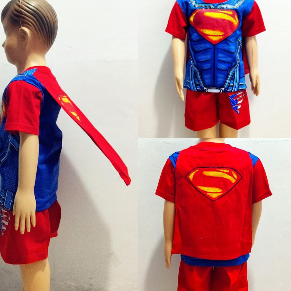 Jual [SDG.15Jl21ᴸ] Baju Anak Laki Laki Setelan SAYAP Superman | Shopee ...