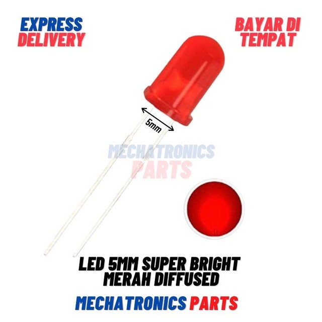 Jual LED 5MM SUPER BRIGHT RED MERAH DIFFUSED | Shopee Indonesia