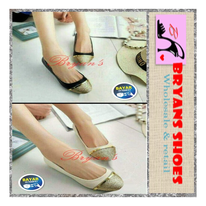 Jual BRYANS SHOES - SEPATU WANITA MURAH FLAT SHOES TINKERBELL GLITTER ...