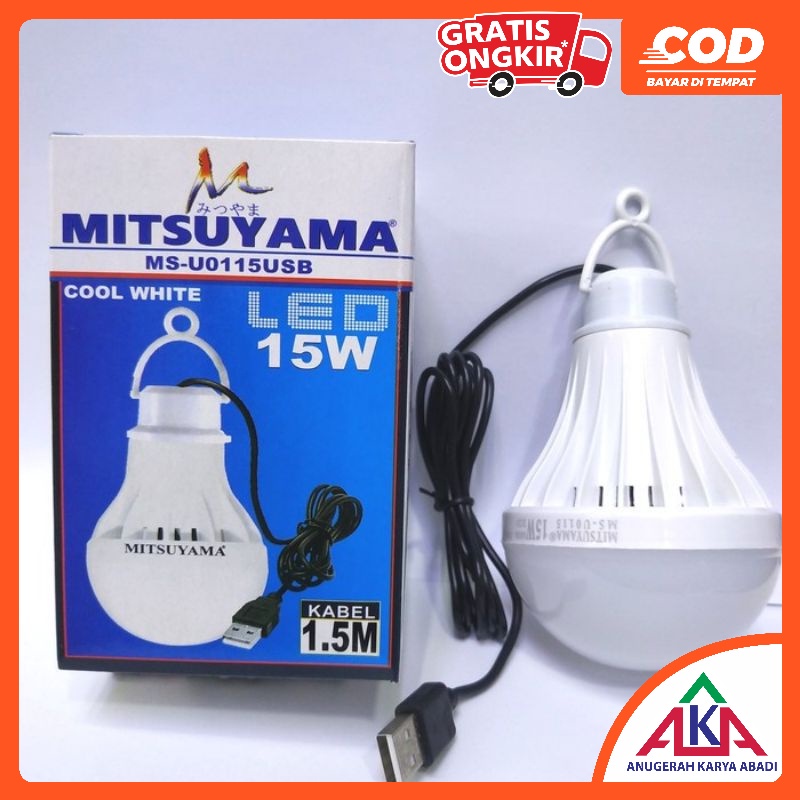 Jual MITSUYAMA Bohlam Lampu USB LED Bulb Lamp 5W 8W 10W 15W Kabel USB 1.5M Powerbank Portabel ...