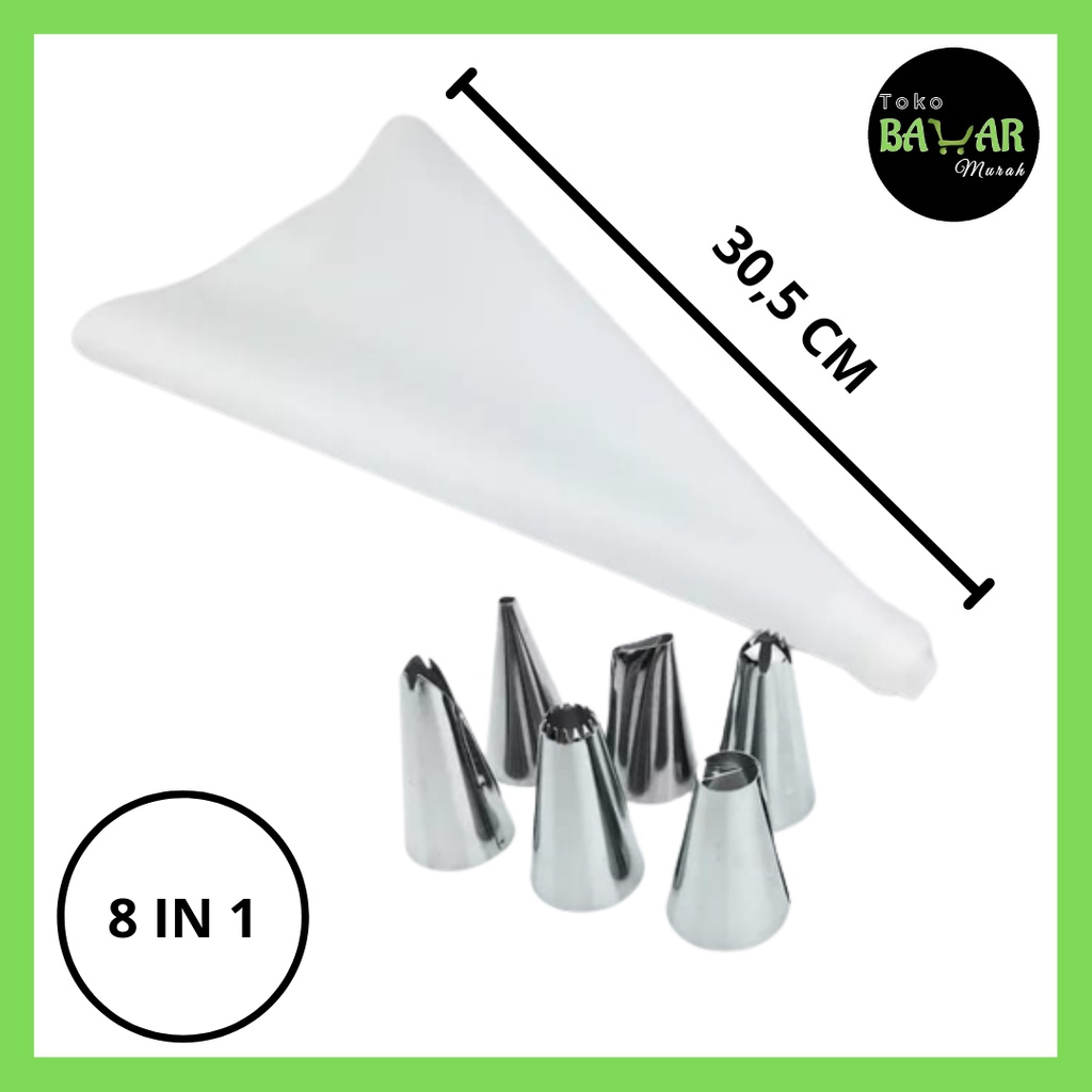 Jual Spuit Set 8 In 1 / Piping Icing Bag Set Bahan Stainless Steel ...