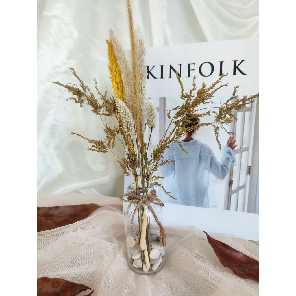 Jual Simple set (vas bunga + tali rami +bunga kering) | Shopee Indonesia