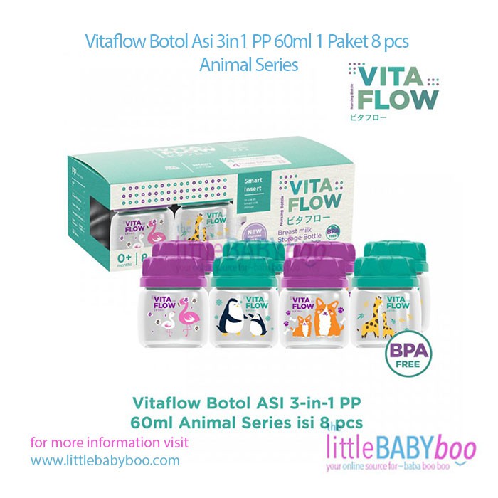 Jual Vitaflow Botol Asi 3in1 PP 60ml 1 Paket 8 pcs Animal Series | Shopee Indonesia