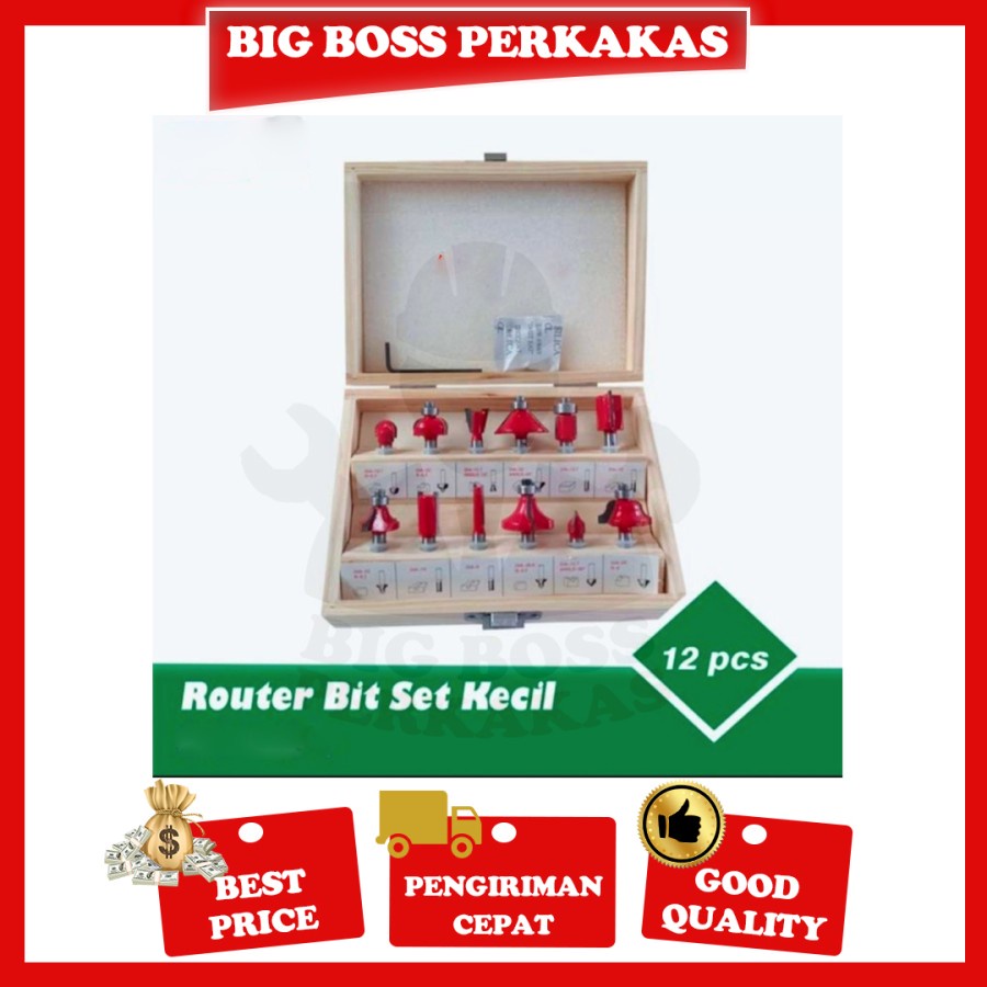 Jual Router Set 12 Pcs - Mata Profil Router Bit - Mata Trimmer Bit ...
