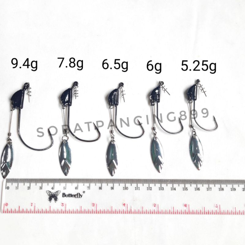 Jual mata kail soft lure dengan blade satuan / mata pancing worm hook ...