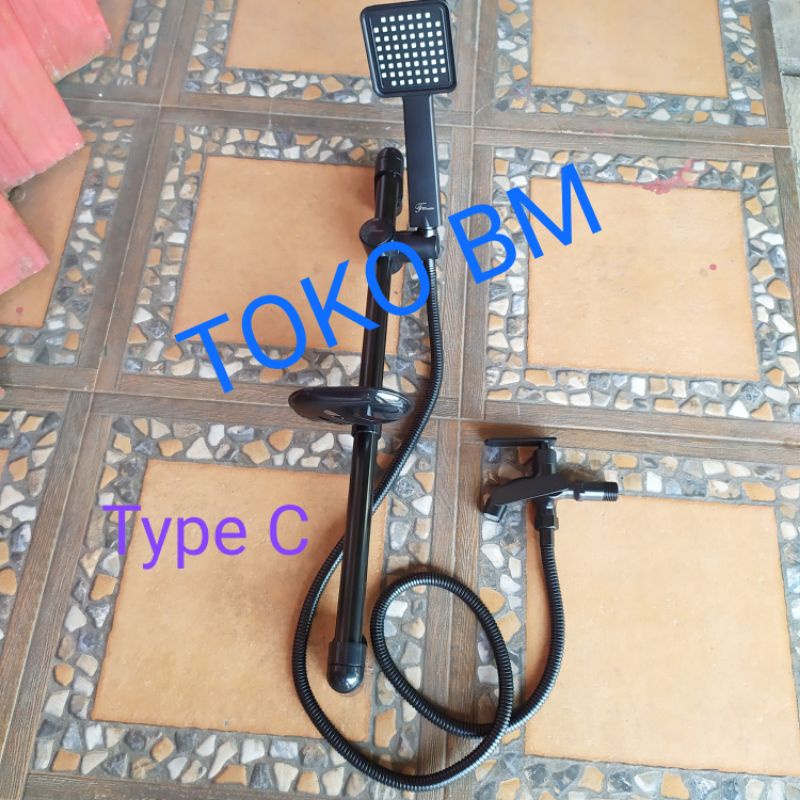 Jual paket shower dinding black doff high class/shower set hitam doff ...