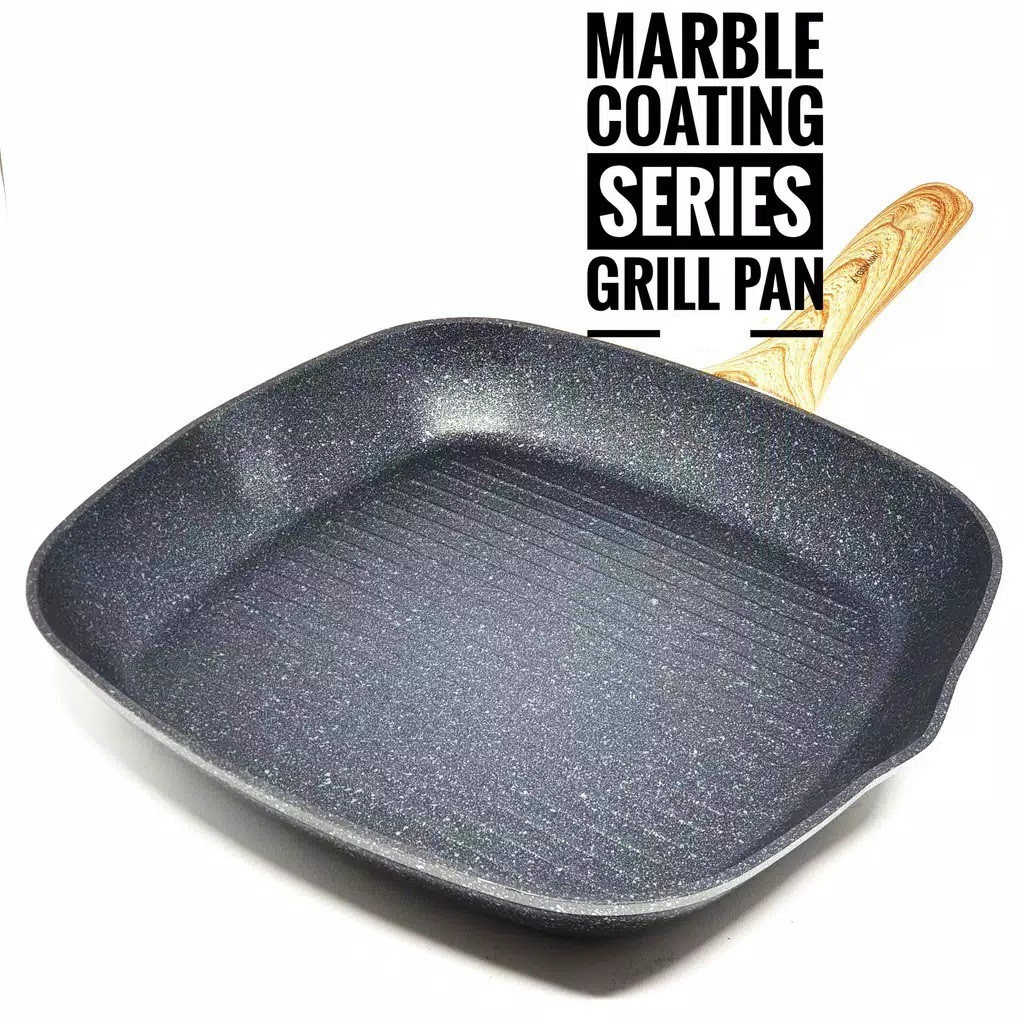 Jual Panci Panggang / Pan telur Segi marble grill pan Yoshikawa 24cm ...