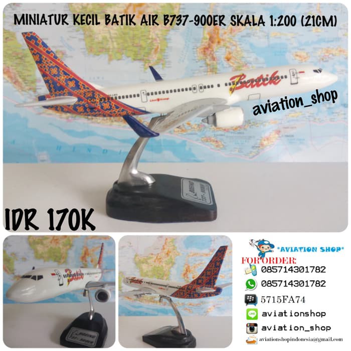 Jual MINIATUR PESAWAT DIECAST BATIK AIR BOEING 737-900ER SKALA 1:200 ...