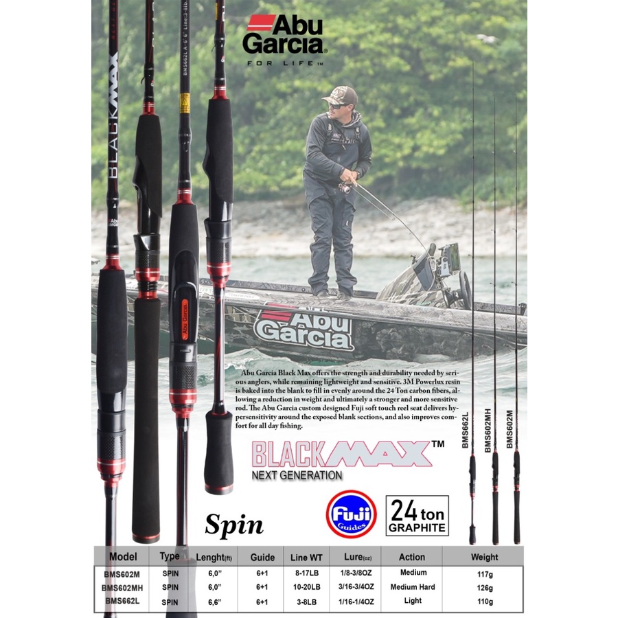 Jual Abu Garcia BLACKMAX Spinning Rod BMS 602M 602MH 662L Joran Carbon ...