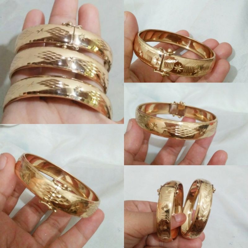 Jual Mewah gelang bangkok model 1,2cm DM 6cm,warna selamanya kuning ...