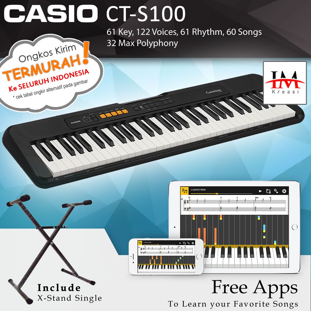 Jual Keyboard Casio CT-S100 - CTS100 With Xstand Garansi Resmi | Shopee ...