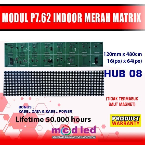 Jual PANEL MODUL P7,62 P7.62 F5.0 F5 16X64 RUNNING TEXT MATRIX RED ...