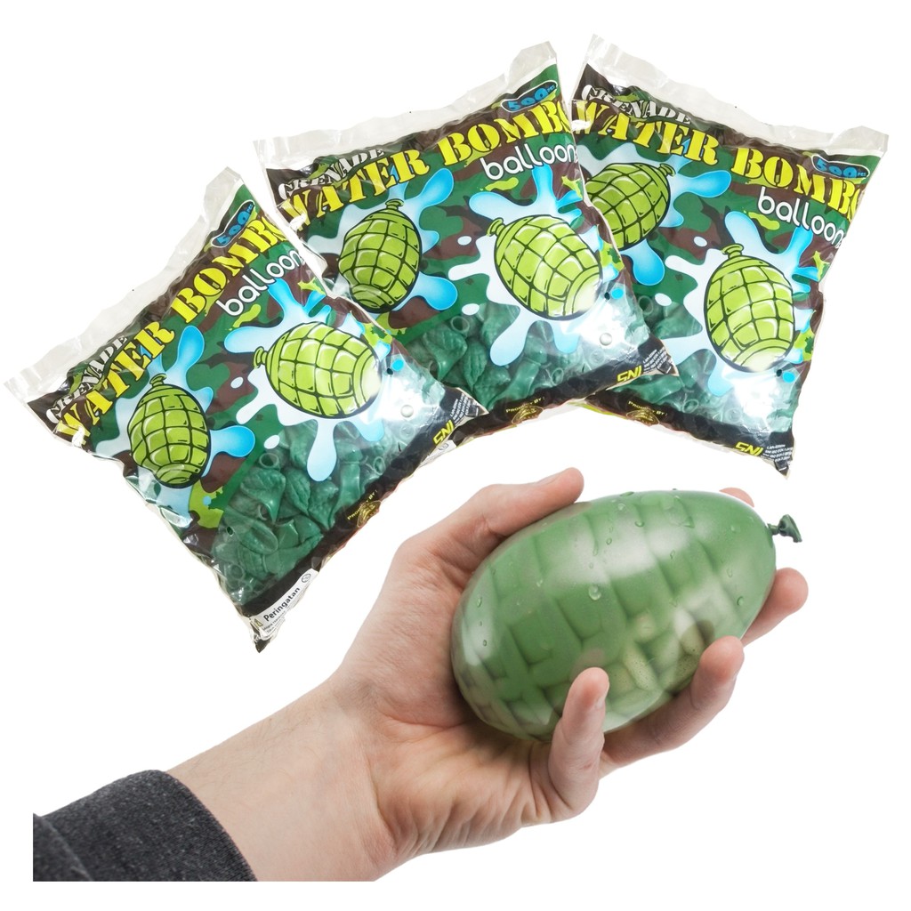 Jual 4" Balon Air Bentuk Granat Isi 500 pcs / Grenade Shape Water ...