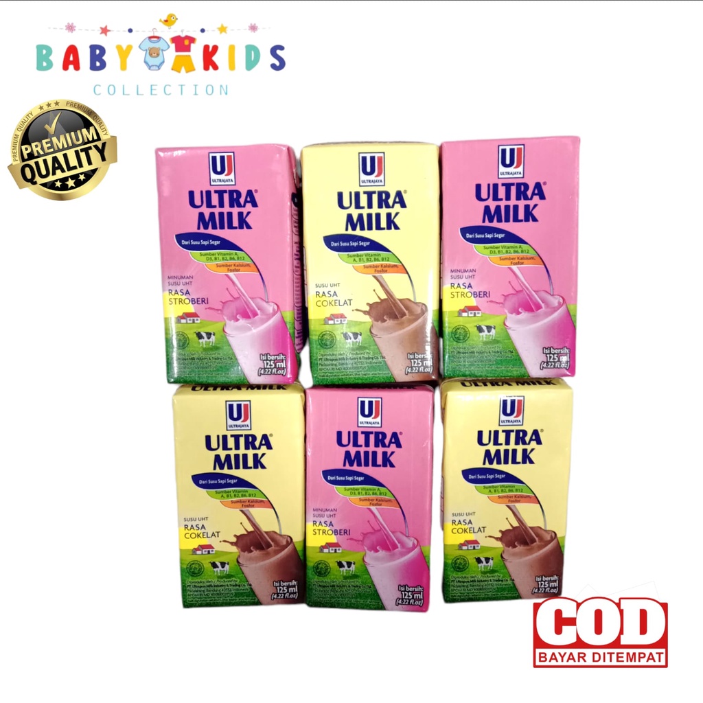 Jual Ultra Milk UHT 125 ml - Susu Ultra Rasa Coklat / Susu Ultra Rasa Stoberi | Shopee Indonesia