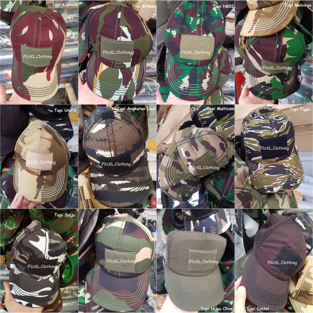 Jual Topi Loreng Camo Army Malvinas Kopasus Perbakin Topi Polos Ripstop ...