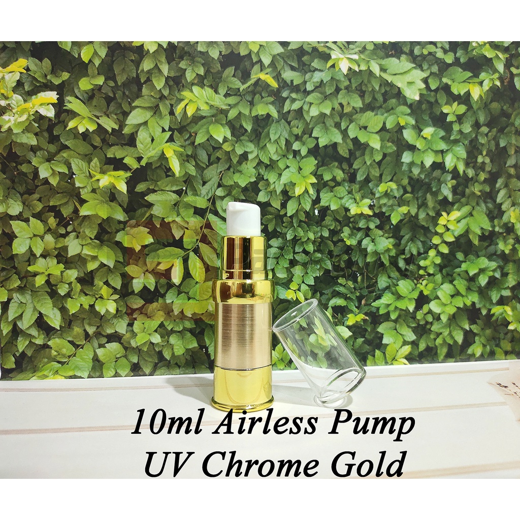 Jual 10ml botol serum / pump airless UV chrome gold 10 ml | Shopee ...