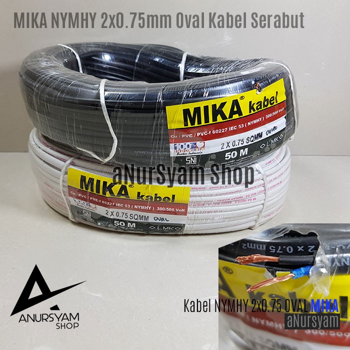 Jual Kabel Listrik 2x0.75mm Oval NYMHY MIKA Per Roll 50 Meter | Shopee Indonesia