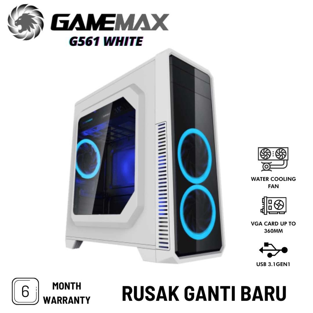 Jual PC Case Gamemax G561 Black / White | Shopee Indonesia