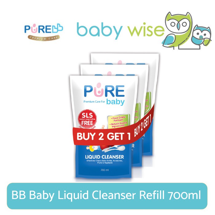 Jual PURE BB Baby Liquid Cleanser Refill 700ml (Buy 2 Get 1 Free ...