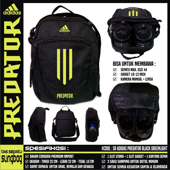 Jual TAS SEPATU SLINGBAG SELEMPANG ADIDAS PREDATOR HITAM | Shopee Indonesia