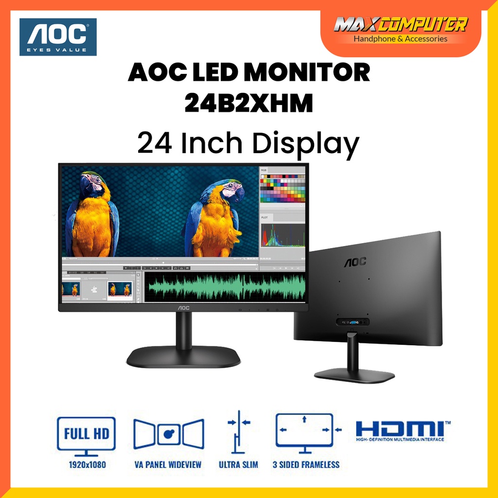 Jual AOC LED Monitor 24B2XHM - 24 Inch Display | Shopee Indonesia