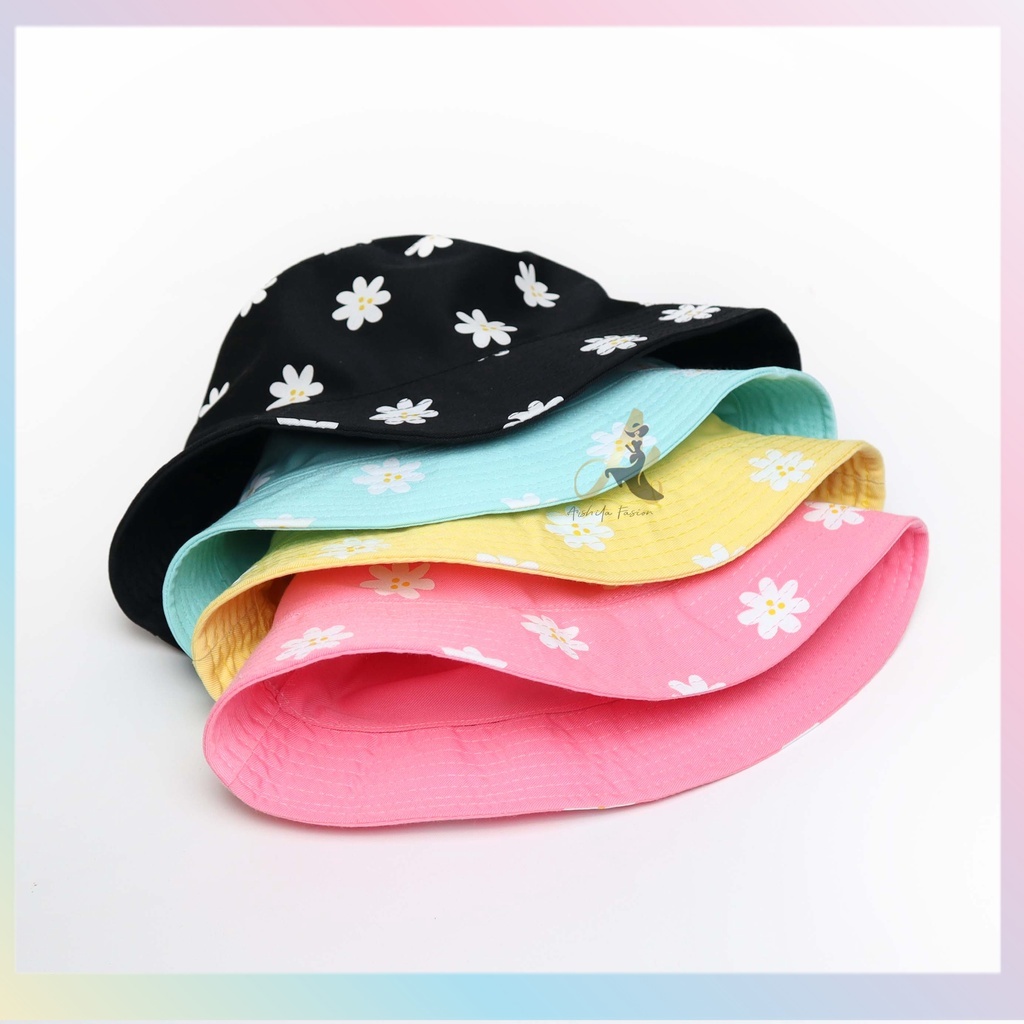 Jual Topi Bucket Dewasa dan anak Sablon Bunga daisy 1 sisi D003 Daisy ...