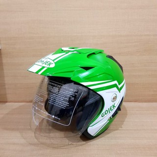 Jual MNB068 Helm helem helmet Ojol Gojek model Double Visor SNI Putih ...