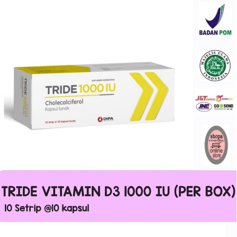 Jual TRIDE VITAMIN D3 1000 IU ( isi 10 setrip @10 kapsul ) | Shopee ...