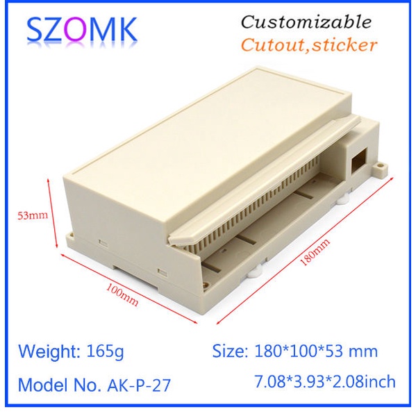 Jual AK-P-27 180X100X53mm Kotak PLC Box Case Din Rail Enclosure 1Side ...