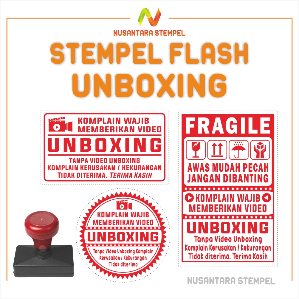 Jual Stempel Unboxing Stampel label Fragile packing kardus Cap Dus ...