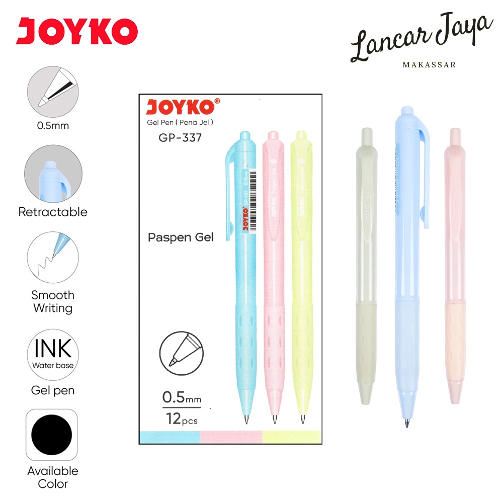 Jual [ 1 LSN / 12 PCS ] Gel Pen Pulpen Pena Joyko GP-337 Paspen Gel 0.5 mm | Shopee Indonesia