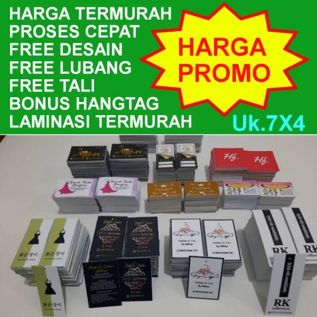 Jual custom hang tag ukuran 4x7 label baju custom desain bonus tali ...