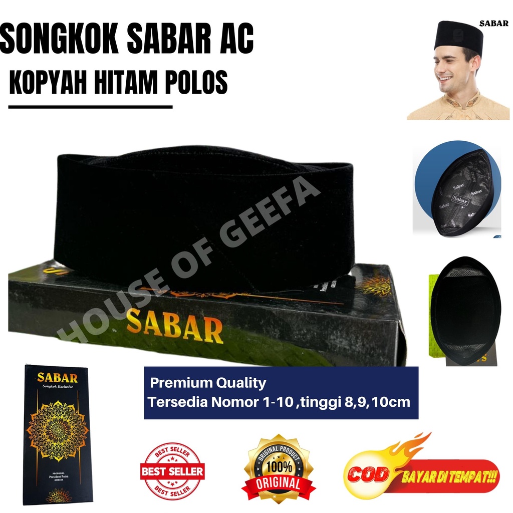 Jual House of Geefa -Songkok Sabar AC Kopyah Hitam Polos Premium ...