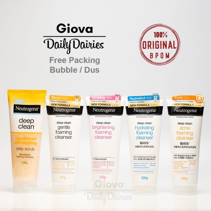 Jual Neutrogena deep clean foaming cleanser 100g 50g gentle acne ...